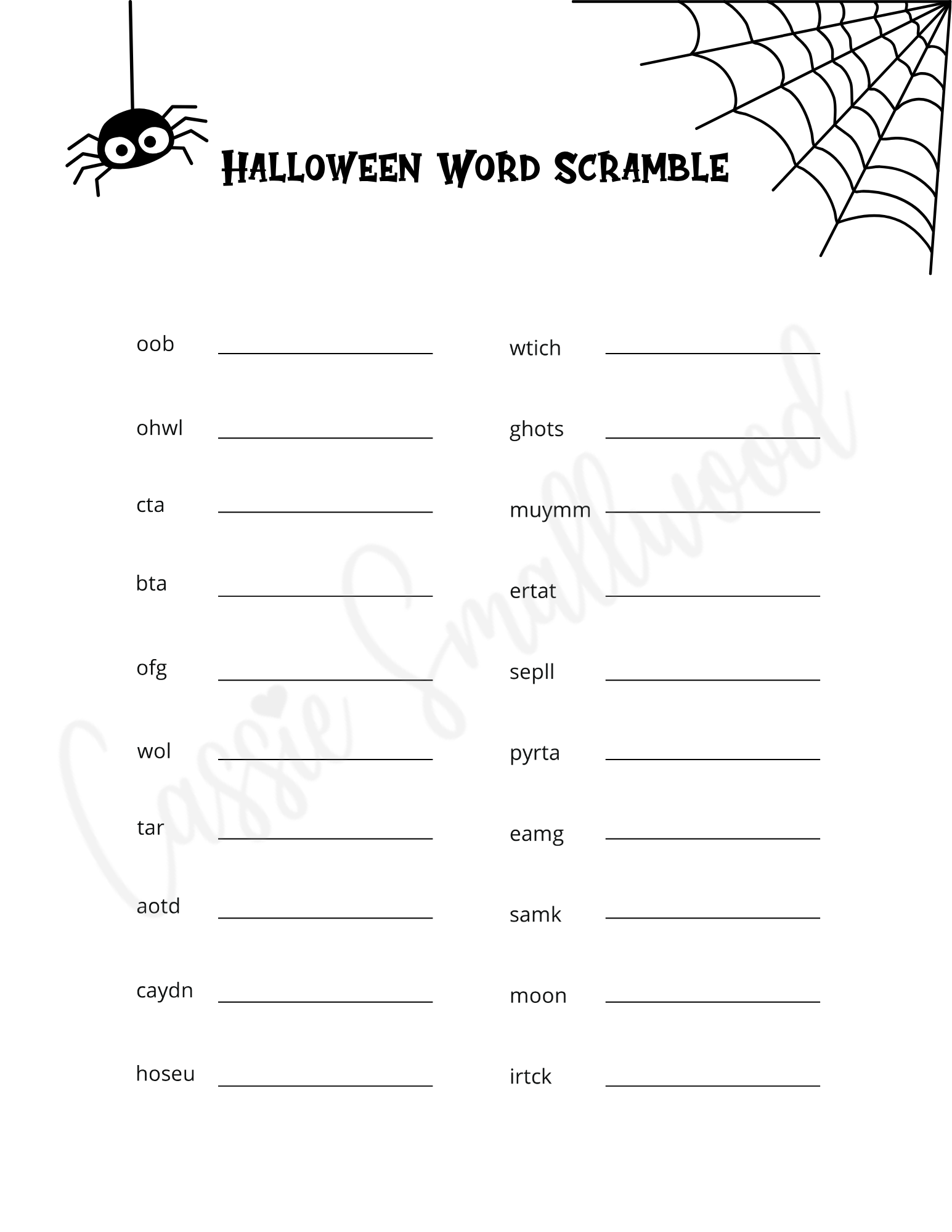 6 FUN Halloween Word Scrambles (With Answers!) - Cassie Smallwood