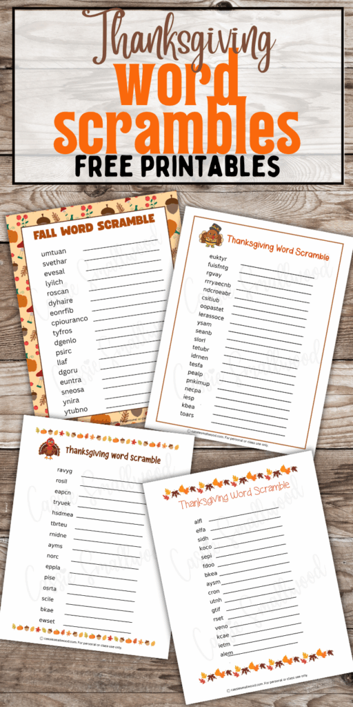 Thanksgiving Word Scrambles (With Answers) - Cassie Smallwood