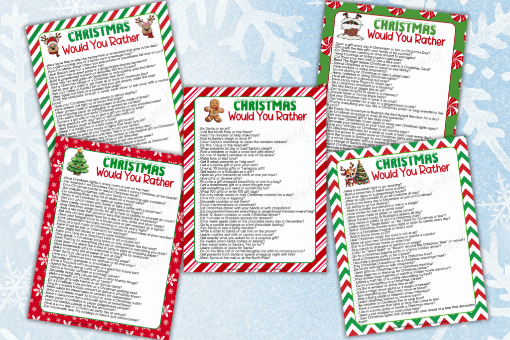 200 CUTE Christmas Would You Rather Questions (FREE Printables ...