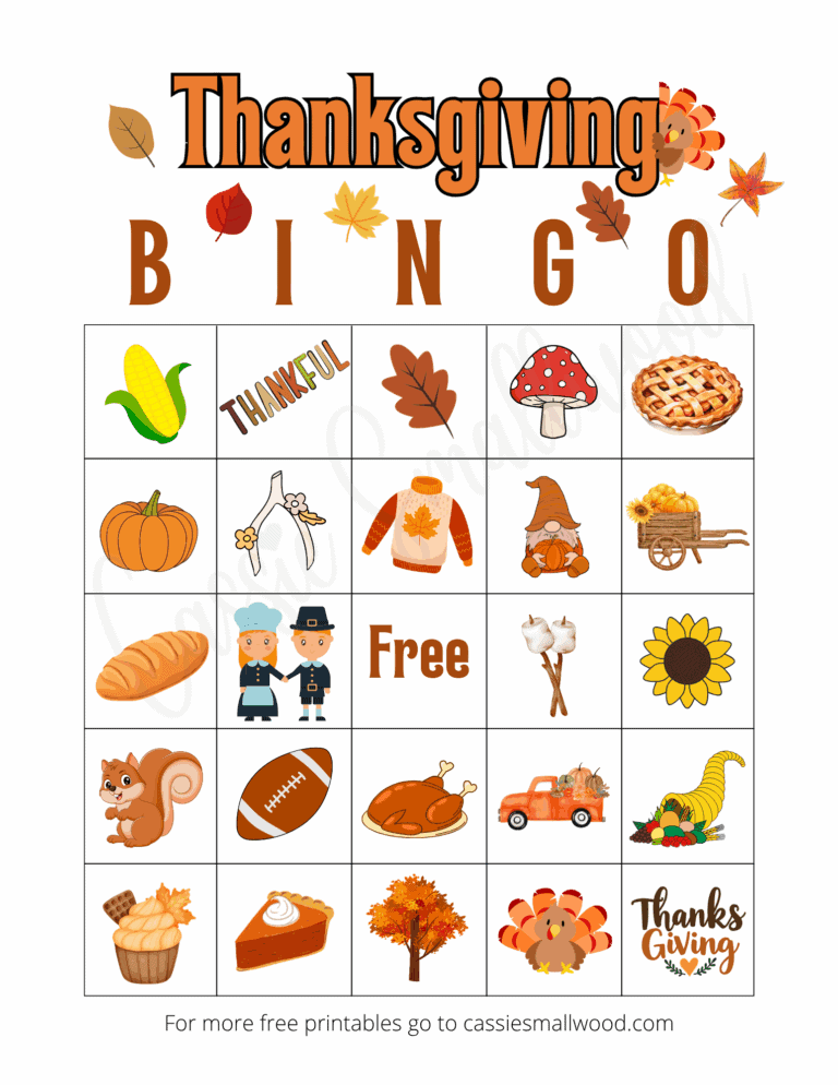 CUTE Thanksgiving Bingo (FREE Printables) - Cassie Smallwood
