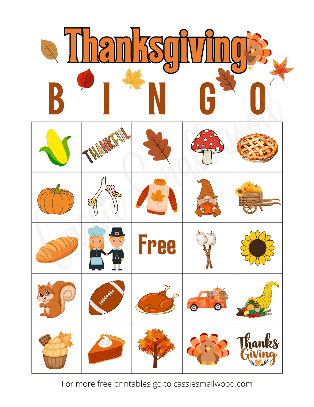 CUTE Thanksgiving Bingo (FREE Printables) - Cassie Smallwood