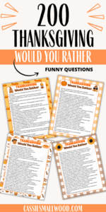 200 Thanksgiving Would You Rather Questions (FREE Printables) - Cassie ...