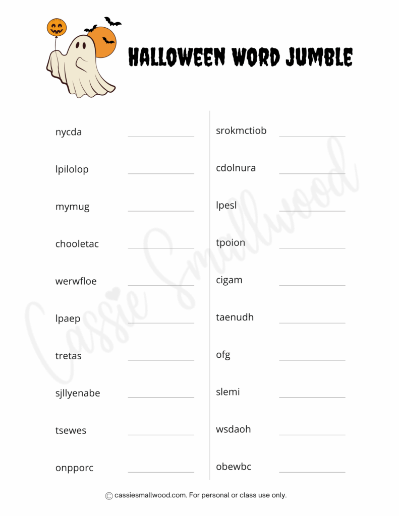 6 FUN Halloween Word Scrambles (With Answers!) - Cassie Smallwood