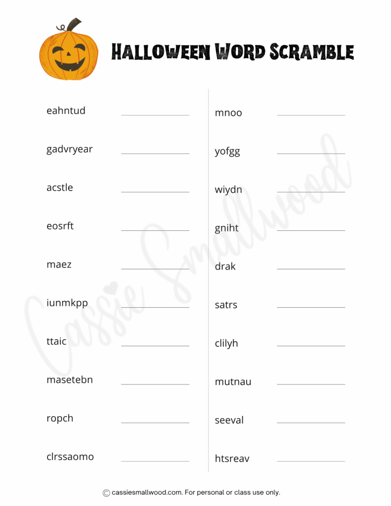 6 FUN Halloween Word Scrambles (With Answers!) - Cassie Smallwood