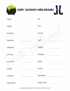 6 FUN Halloween Word Scrambles (With Answers!) - Cassie Smallwood