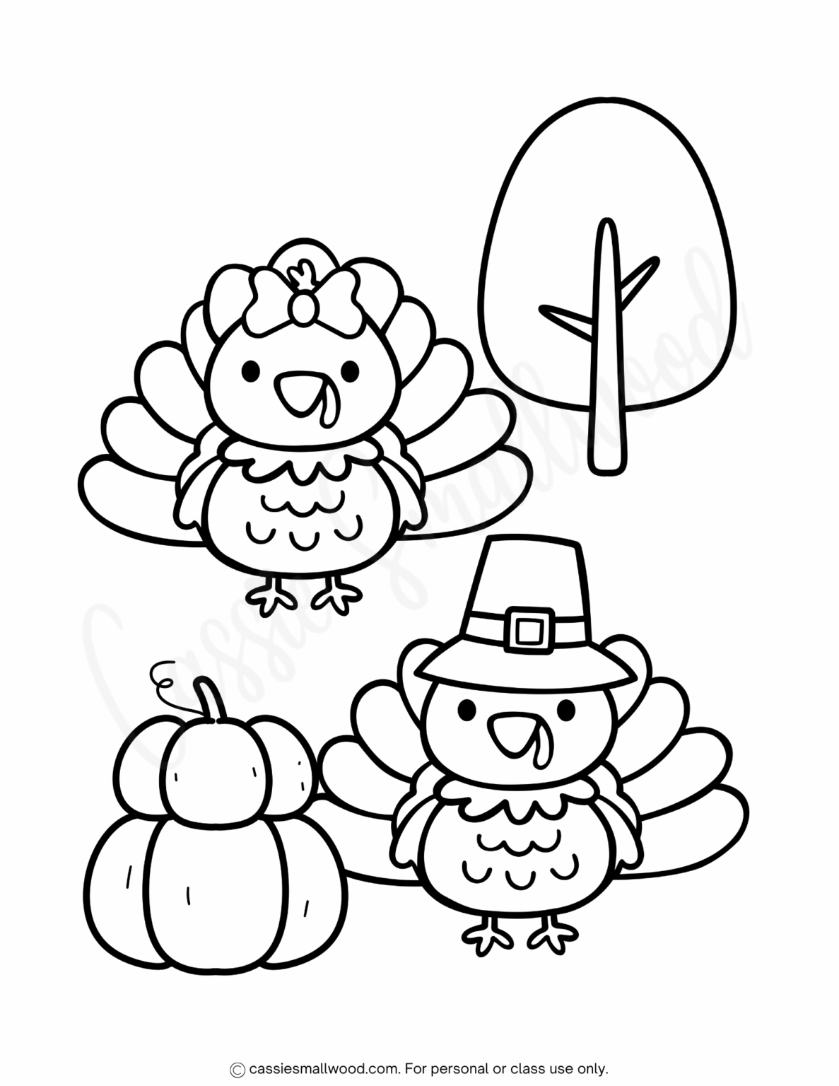 24 CUTE Turkey Coloring Pages - Cassie Smallwood