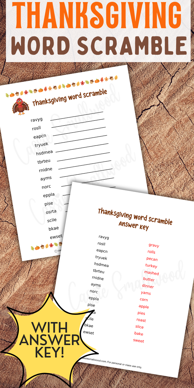 Thanksgiving Word Scrambles (With Answers) - Cassie Smallwood