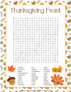 CUTE Thanksgiving Word Search Puzzles (With Answers!) - Cassie Smallwood