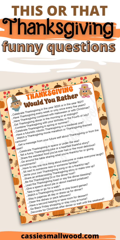 200 Thanksgiving Would You Rather Questions (FREE Printables) - Cassie ...