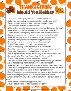200 Thanksgiving Would You Rather Questions (FREE Printables) - Cassie ...