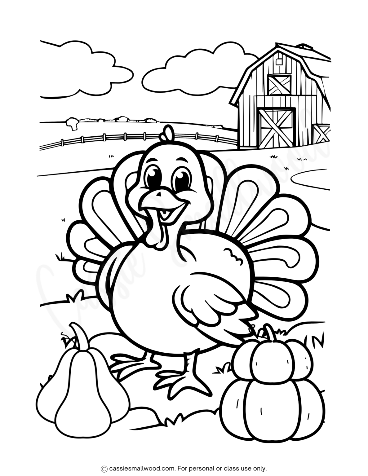 24 CUTE Turkey Coloring Pages - Cassie Smallwood