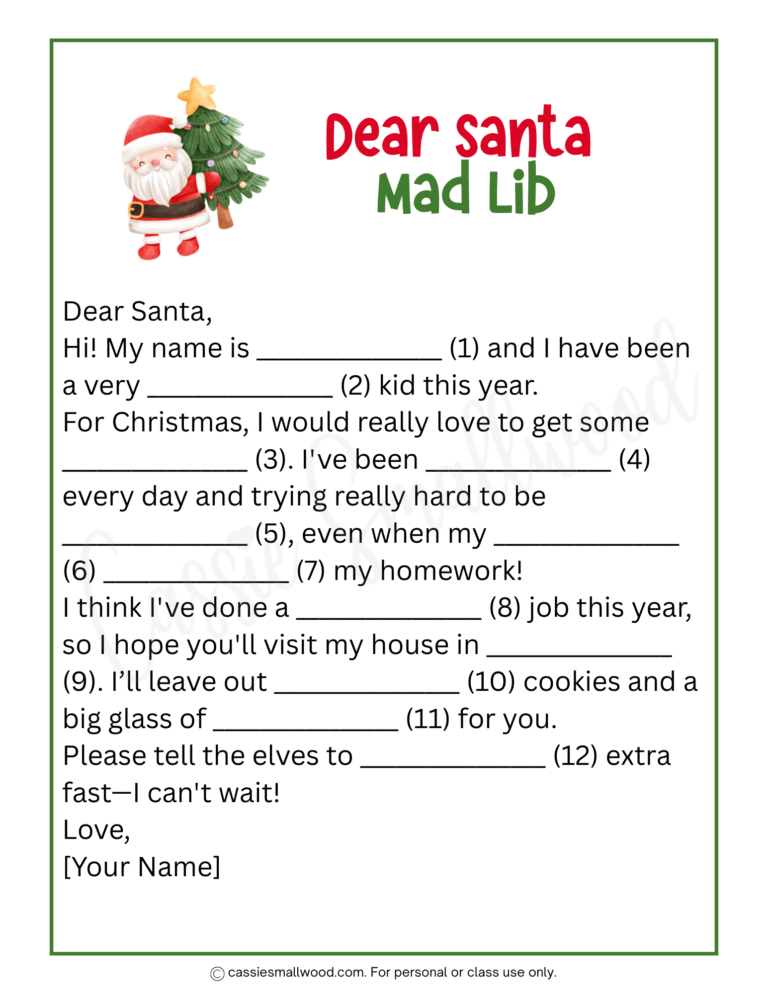8 FUN Christmas Mad Libs For Kids (FREE Printable) - Cassie Smallwood