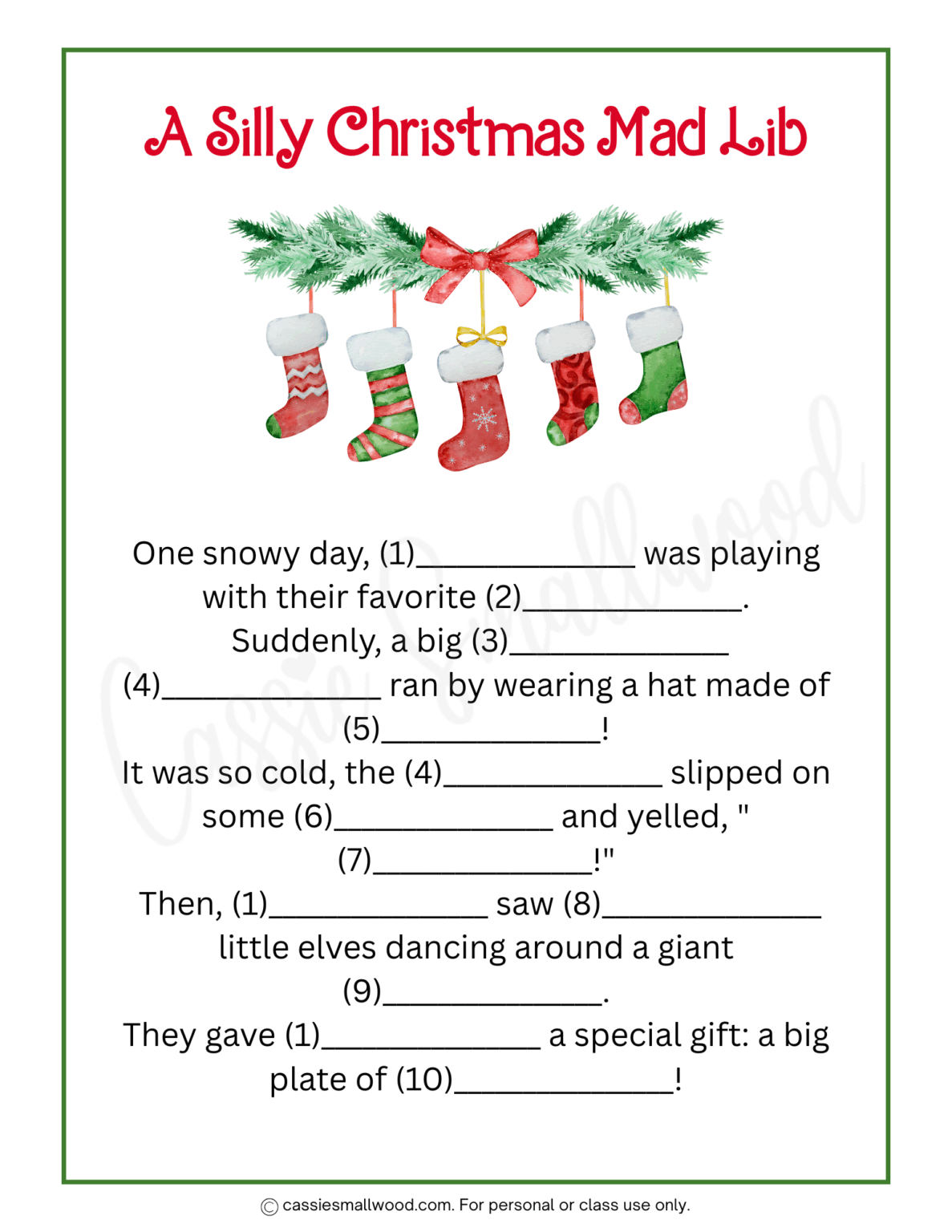 8 FUN Christmas Mad Libs For Kids (FREE Printable) - Cassie Smallwood