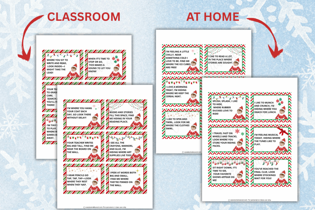 FUN Elf on the Shelf Scavenger Hunts (Free Printable Clues Included ...