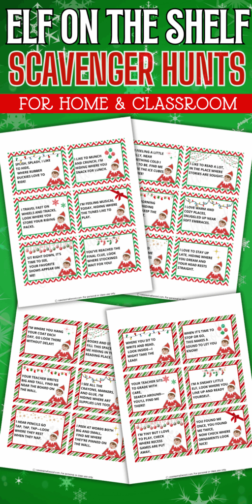FUN Elf on the Shelf Scavenger Hunts (Free Printable Clues Included ...