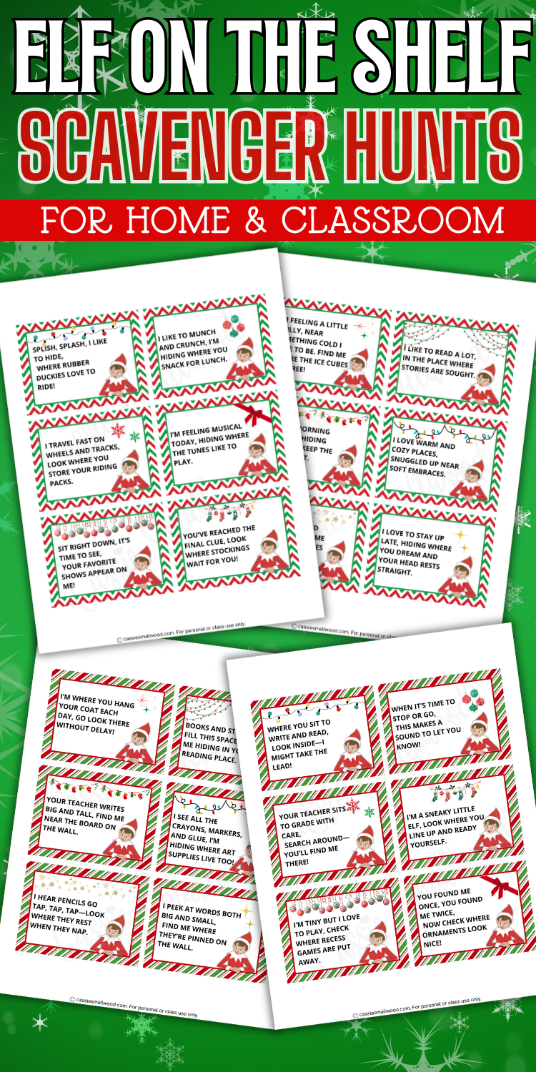 FUN Elf on the Shelf Scavenger Hunts (Free Printable Clues Included ...