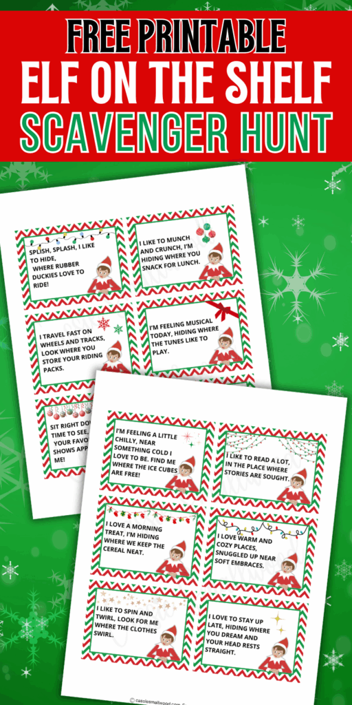 FUN Elf on the Shelf Scavenger Hunts (Free Printable Clues Included ...