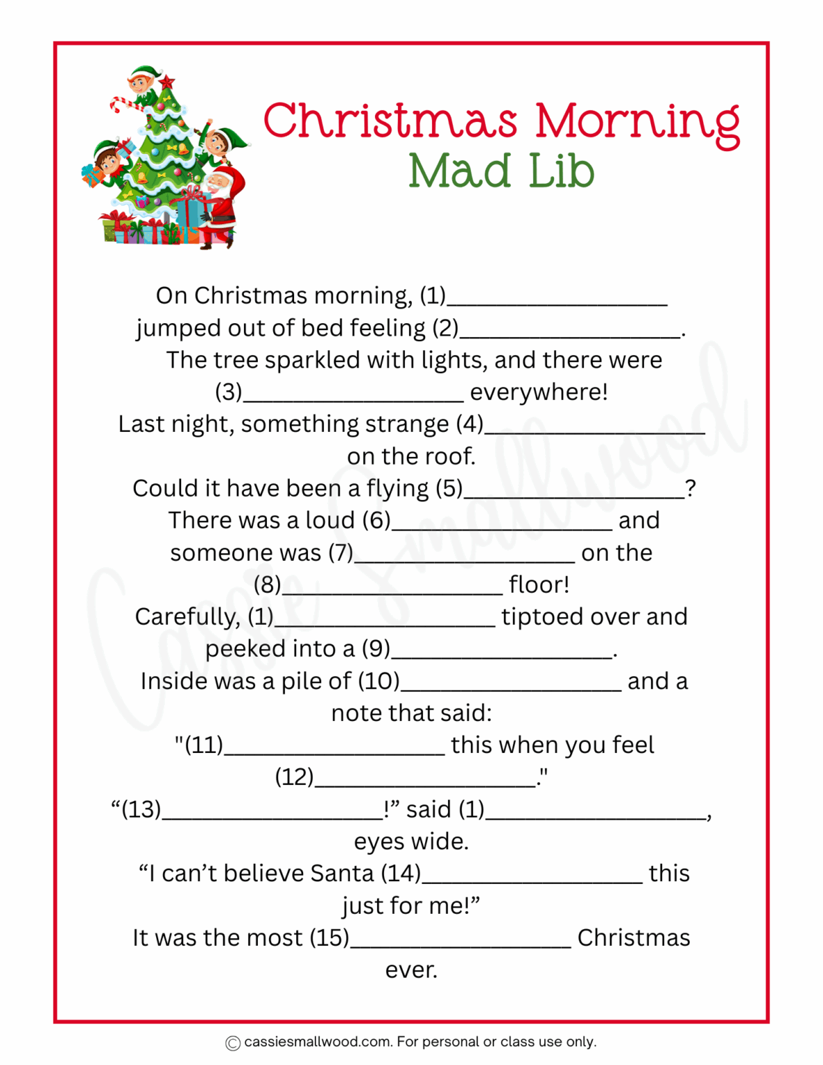 8 FUN Christmas Mad Libs For Kids (FREE Printable) - Cassie Smallwood