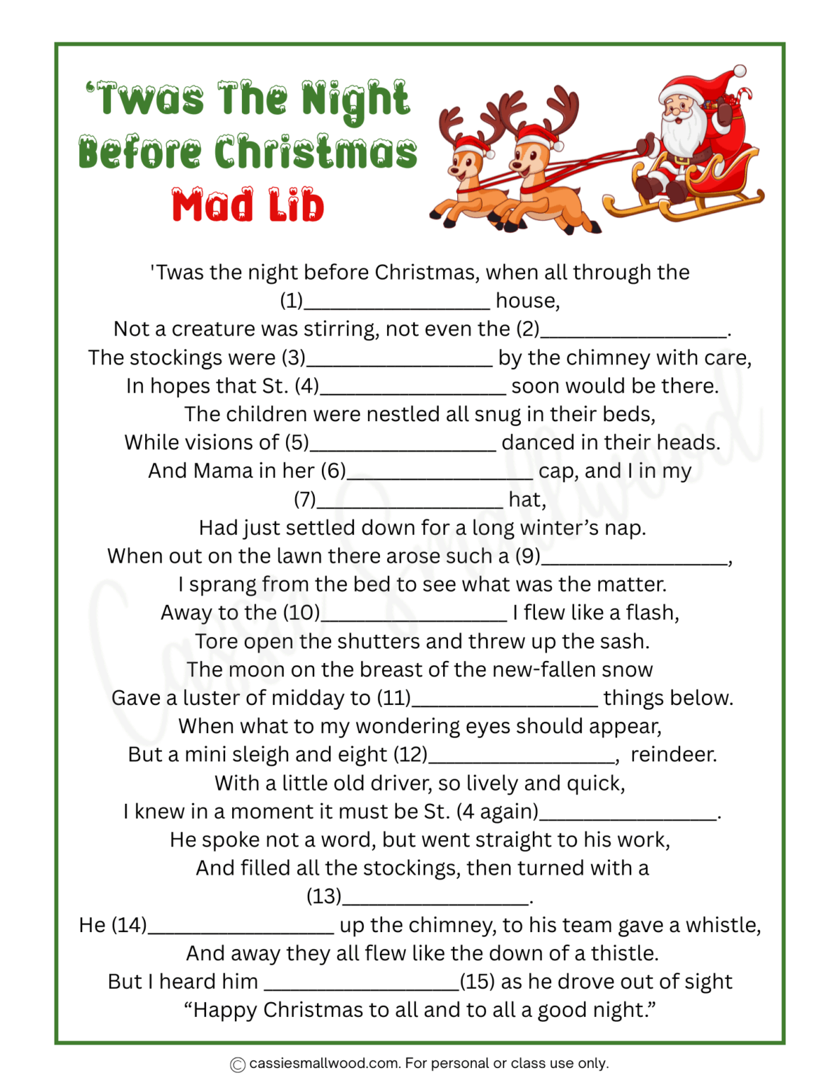 8 FUN Christmas Mad Libs For Kids (FREE Printable) - Cassie Smallwood