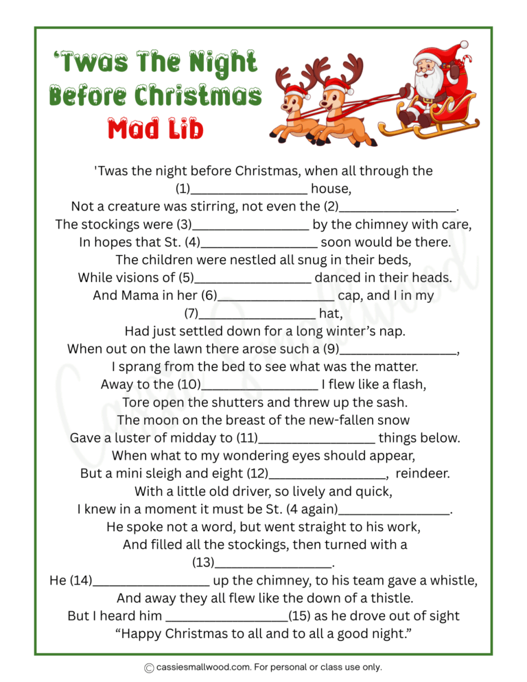 8 FUN Christmas Mad Libs For Kids (FREE Printable) - Cassie Smallwood