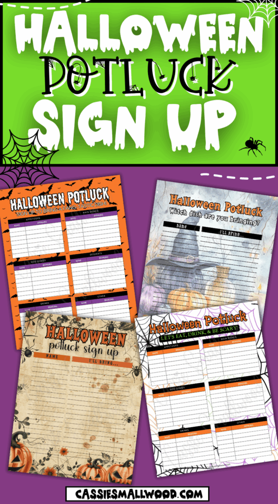12 CUTE Halloween Potluck Sign Up Sheets - Cassie Smallwood