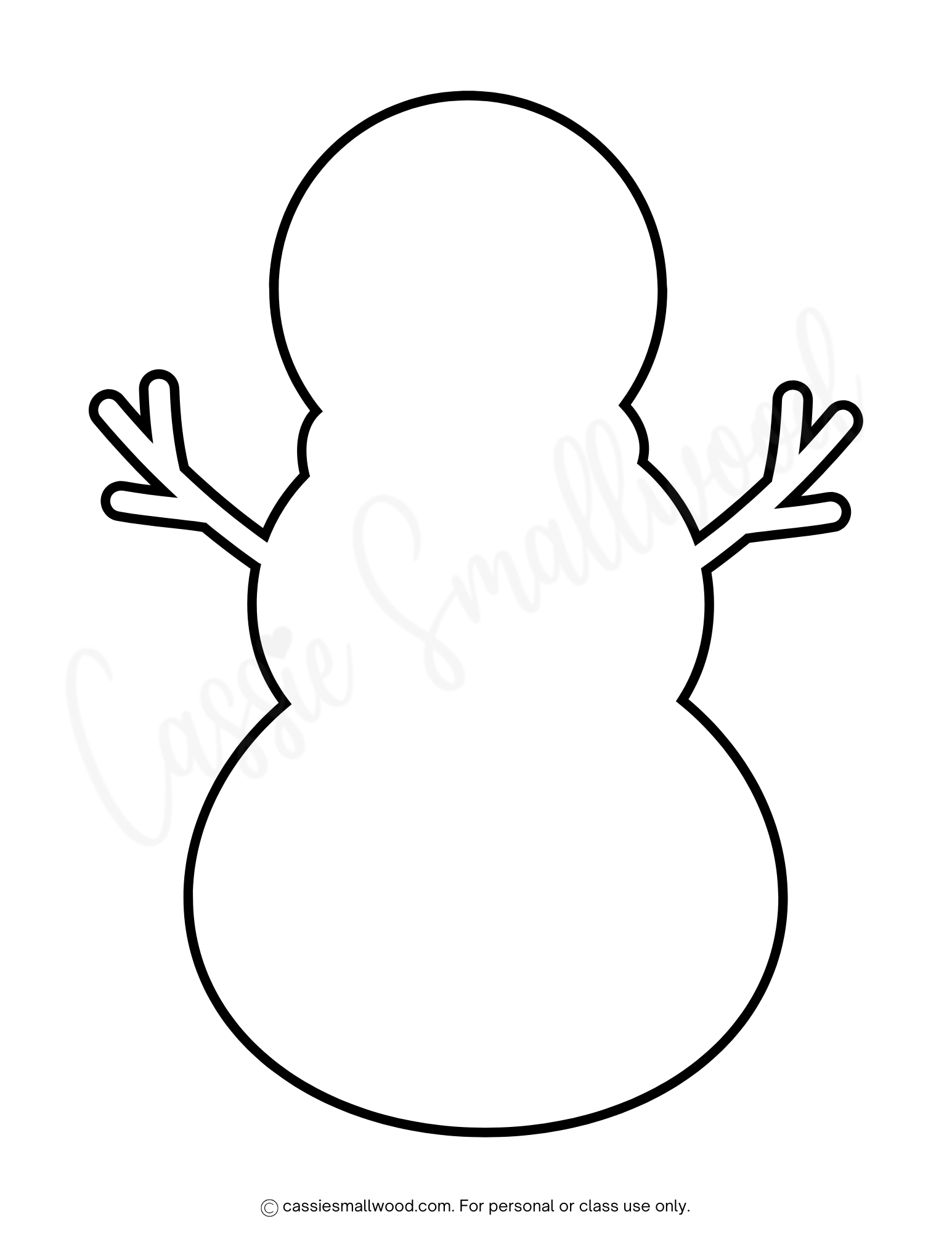 Full Page Blank Snowman Coloring Sheet - Cassie Smallwood