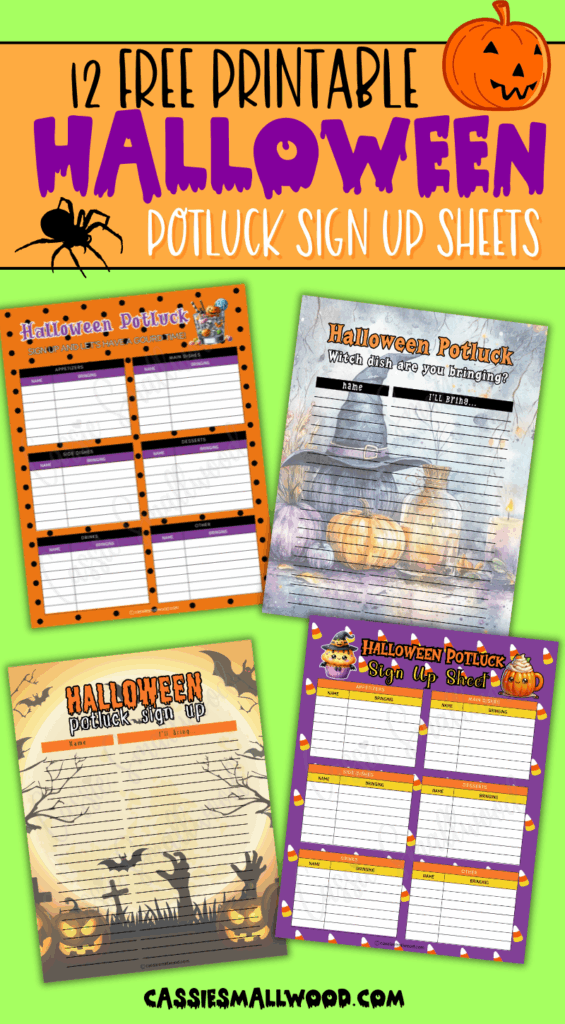 12 CUTE Halloween Potluck Sign Up Sheets - Cassie Smallwood