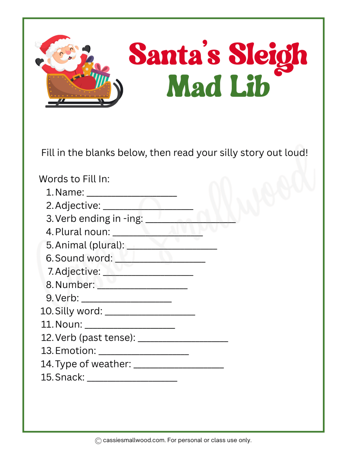 8 FUN Christmas Mad Libs For Kids (FREE Printable) - Cassie Smallwood