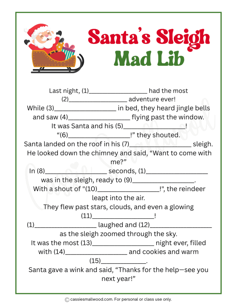 8 FUN Christmas Mad Libs For Kids (FREE Printable) - Cassie Smallwood