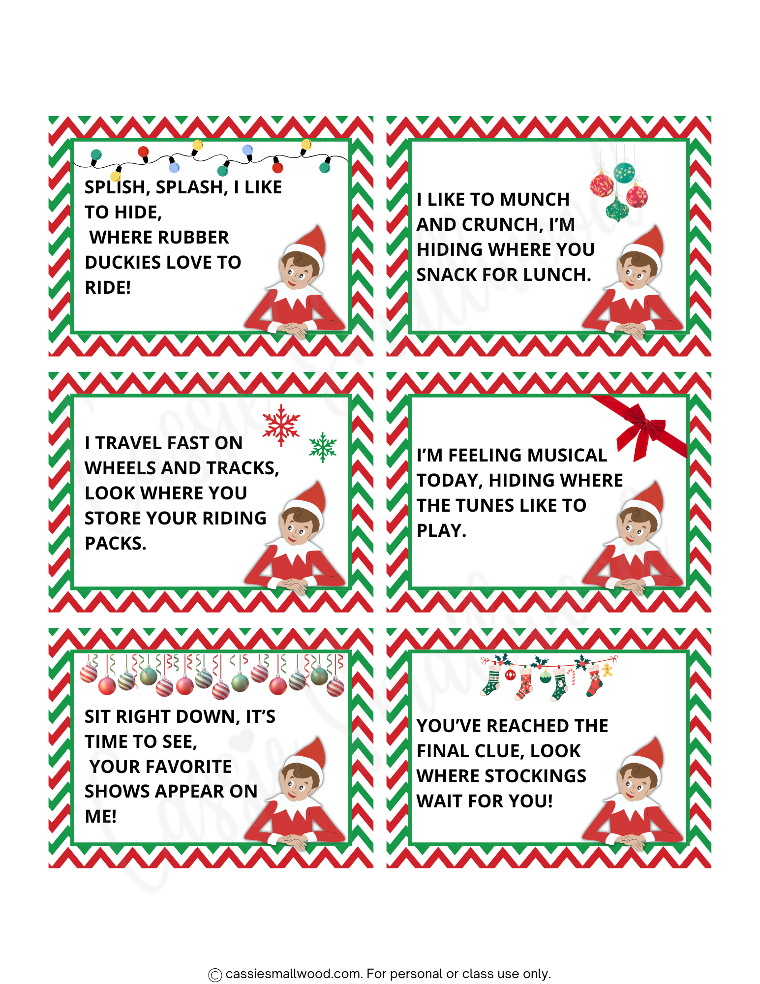 FUN Elf on the Shelf Scavenger Hunts (Free Printable Clues Included ...