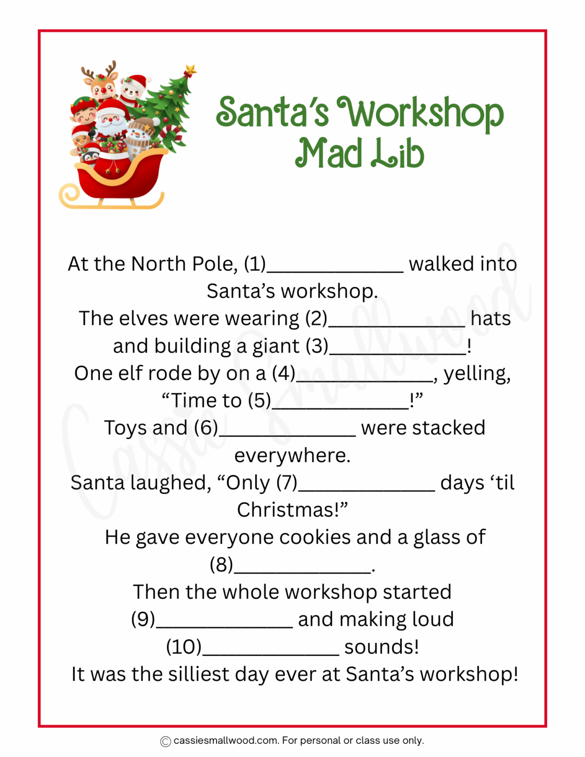 8 FUN Christmas Mad Libs For Kids (FREE Printable) - Cassie Smallwood