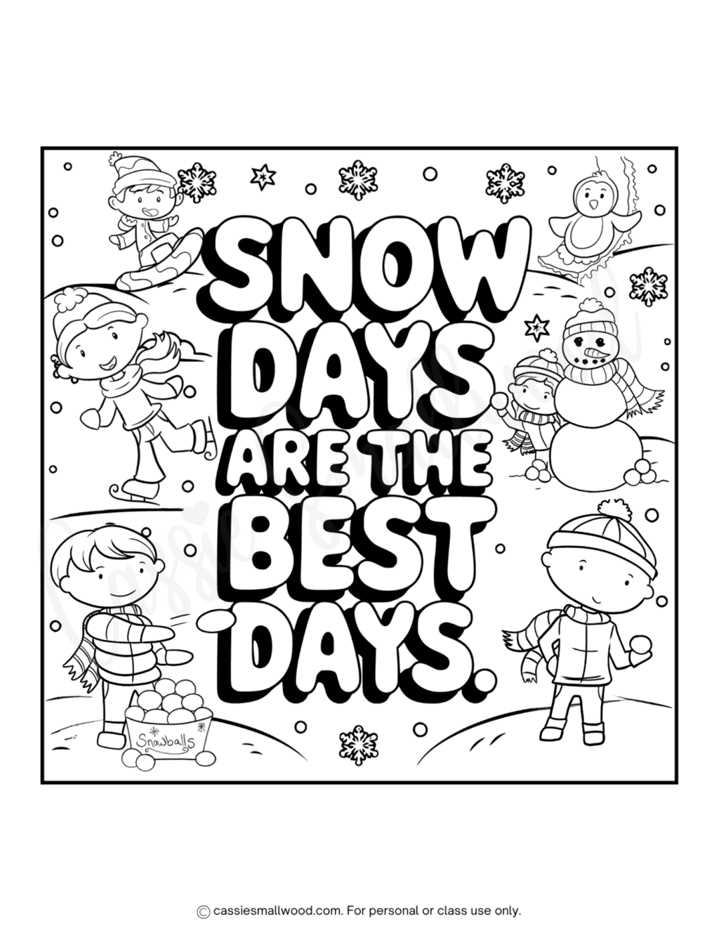 30 CUTE Winter Coloring Pages (FREE Printables) - Cassie Smallwood