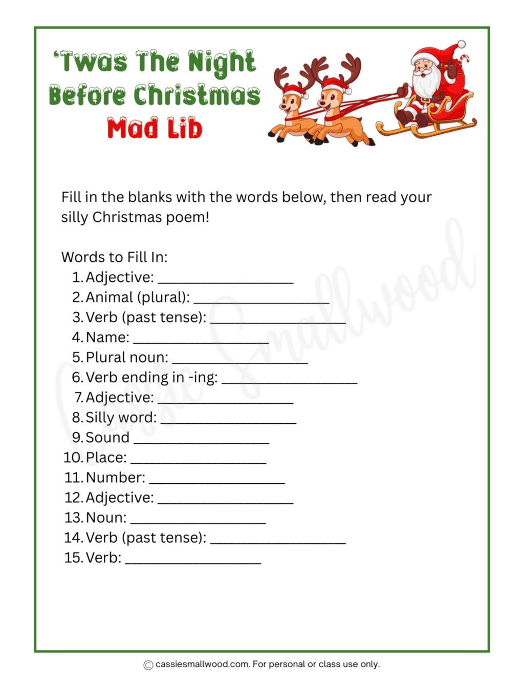8 FUN Christmas Mad Libs For Kids (FREE Printable) - Cassie Smallwood