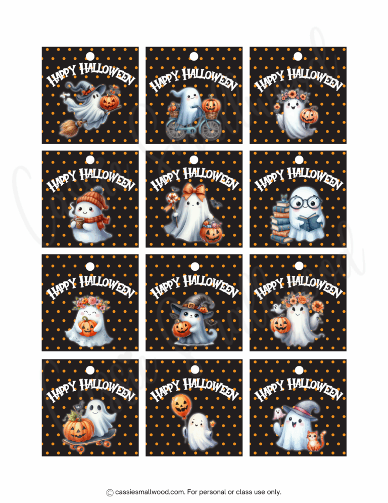 100+ CUTE Printable Halloween Tags (Free PDF) - Cassie Smallwood