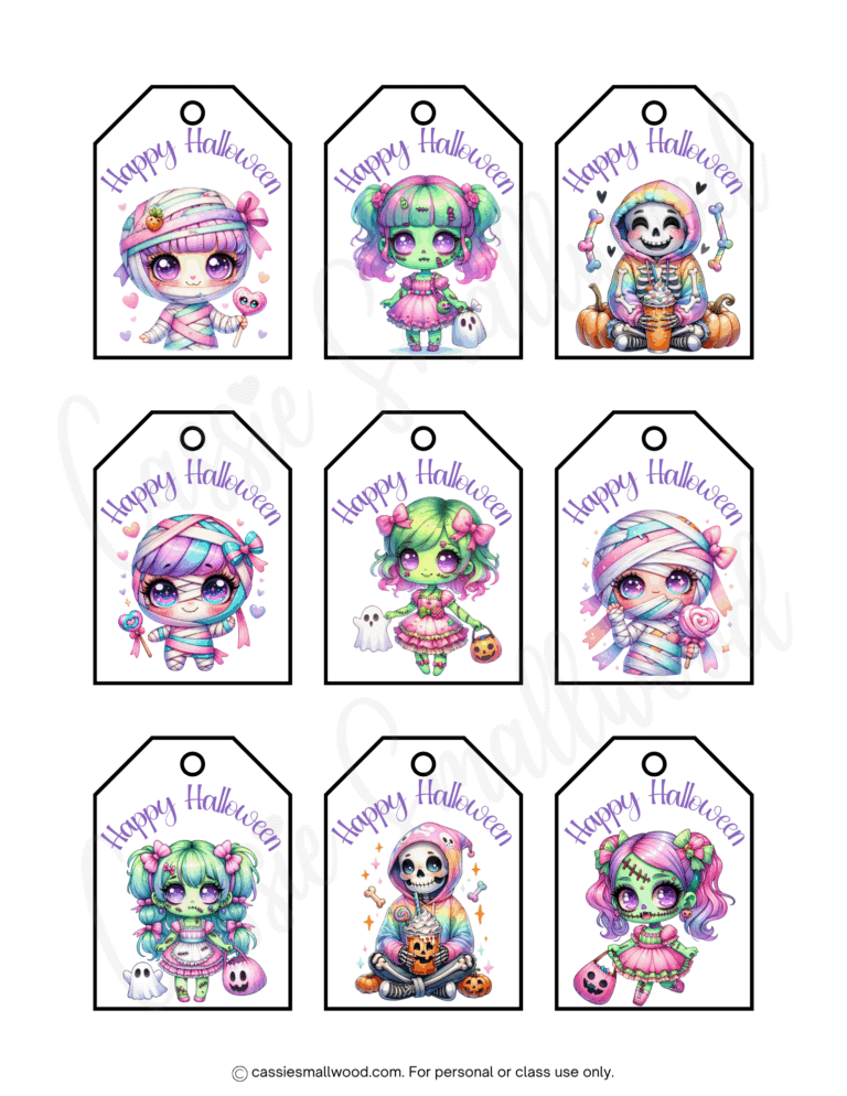 100+ CUTE Printable Halloween Tags (Free PDF) - Cassie Smallwood
