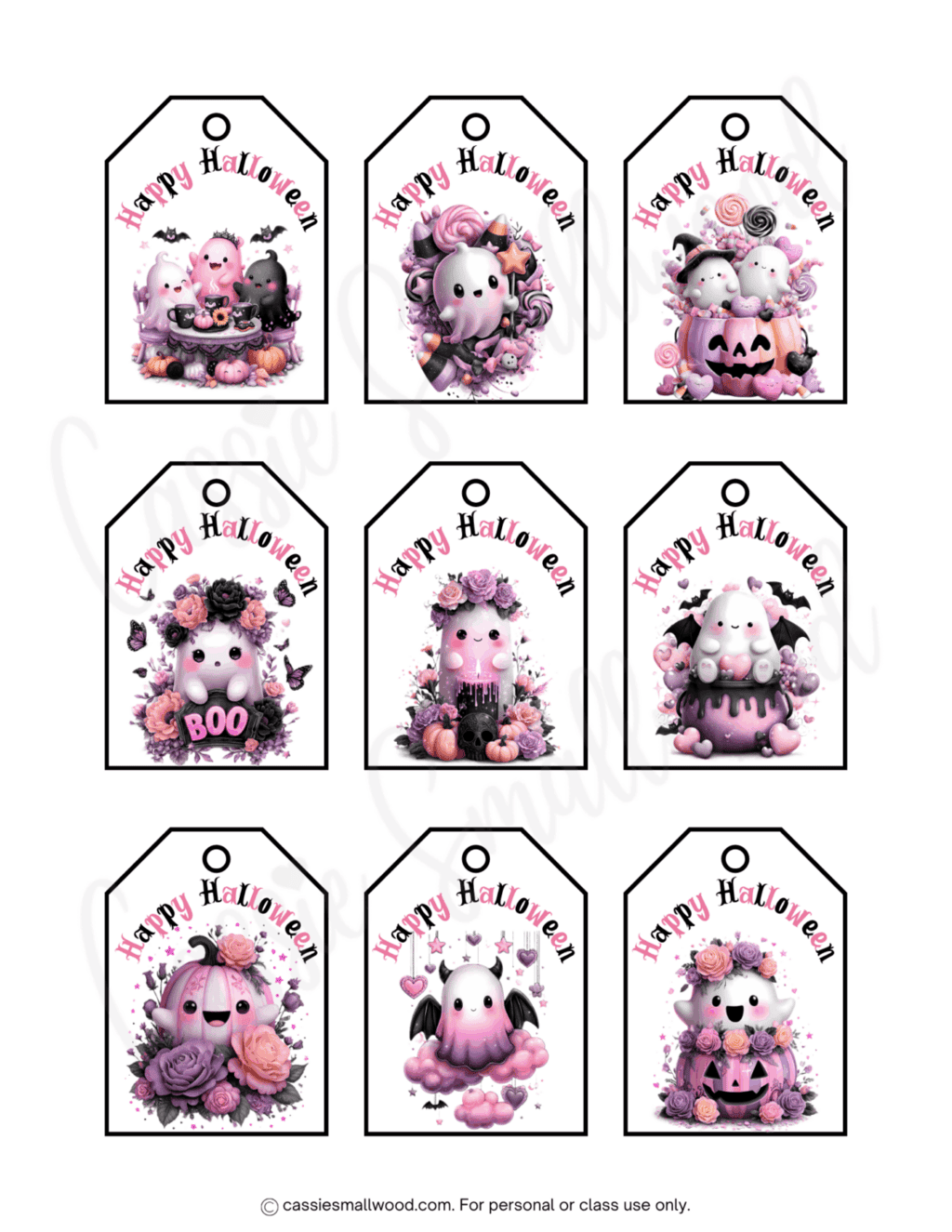 100+ CUTE Printable Halloween Tags (Free PDF) - Cassie Smallwood