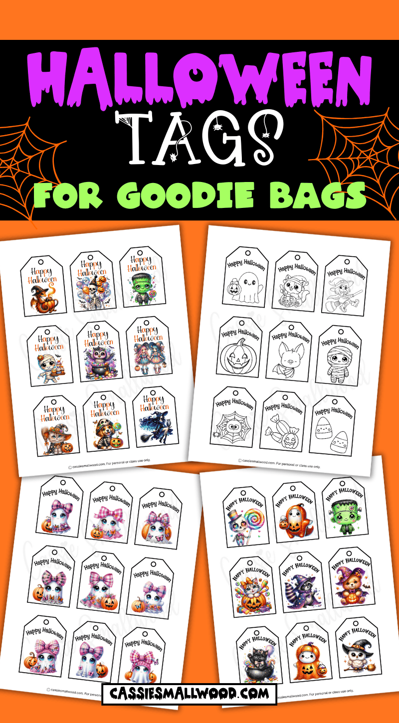 100+ CUTE Printable Halloween Tags (Free PDF) - Cassie Smallwood