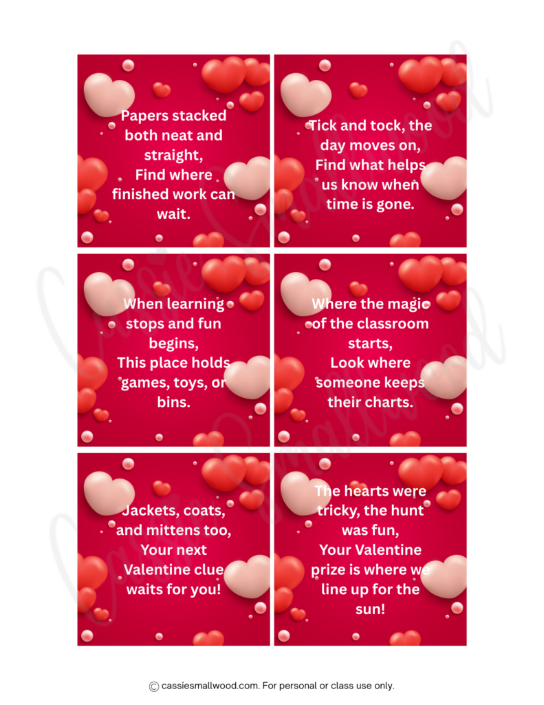 FREE Printable Valentine Scavenger Hunts For Kids - Cassie Smallwood