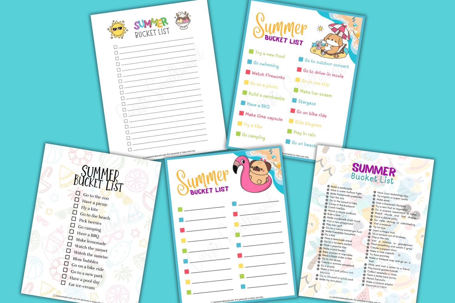 10 CUTE Summer Bucket Lists For Kids (FREE Printable) - Cassie Smallwood