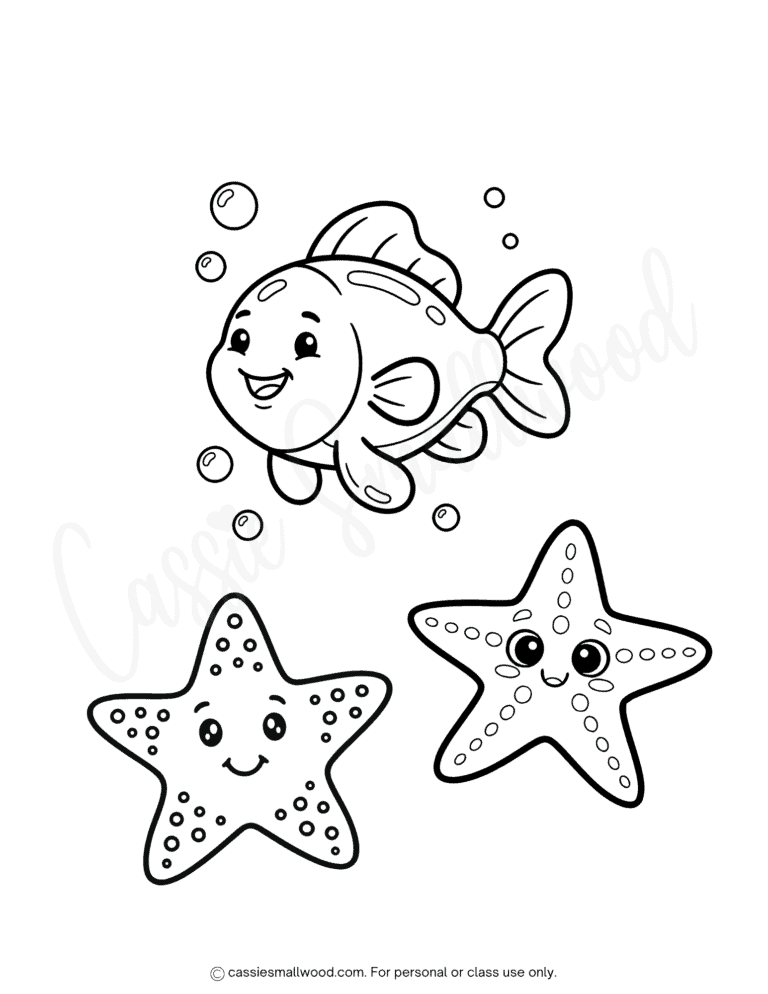 20 CUTE Ocean Coloring Pages For Kids (FREE Printables) - Cassie Smallwood