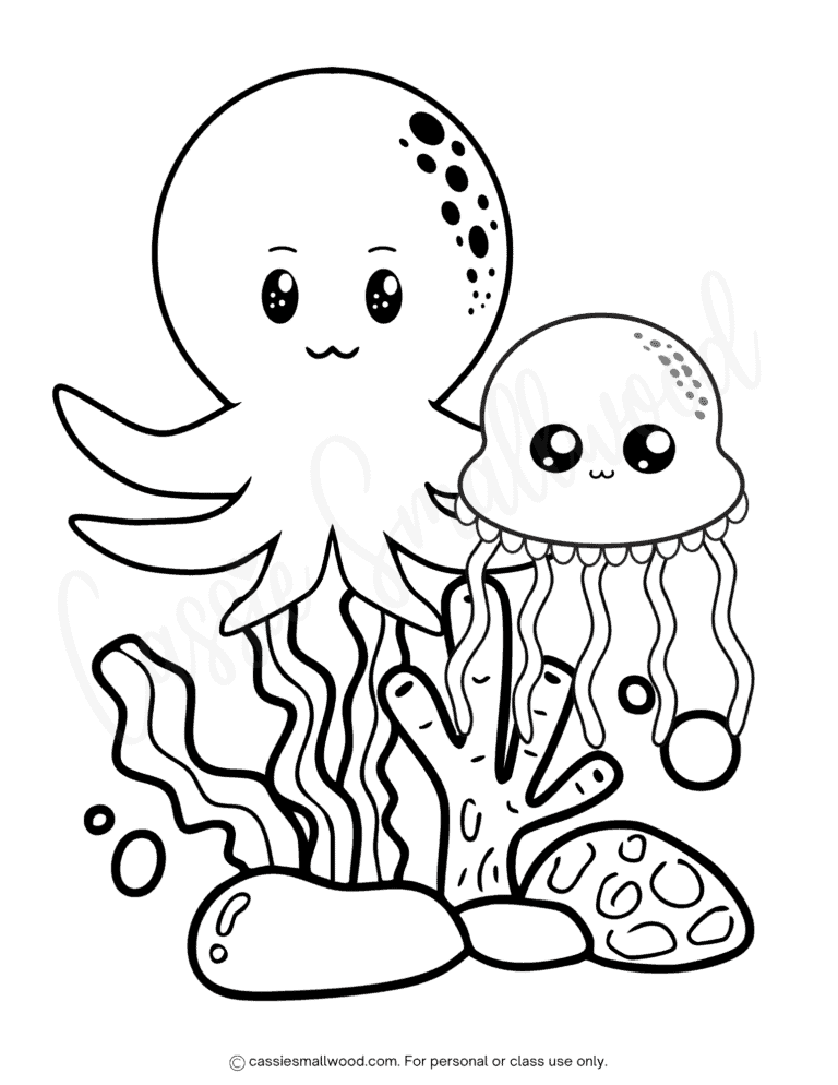 20 CUTE Ocean Coloring Pages For Kids (FREE Printables) - Cassie Smallwood