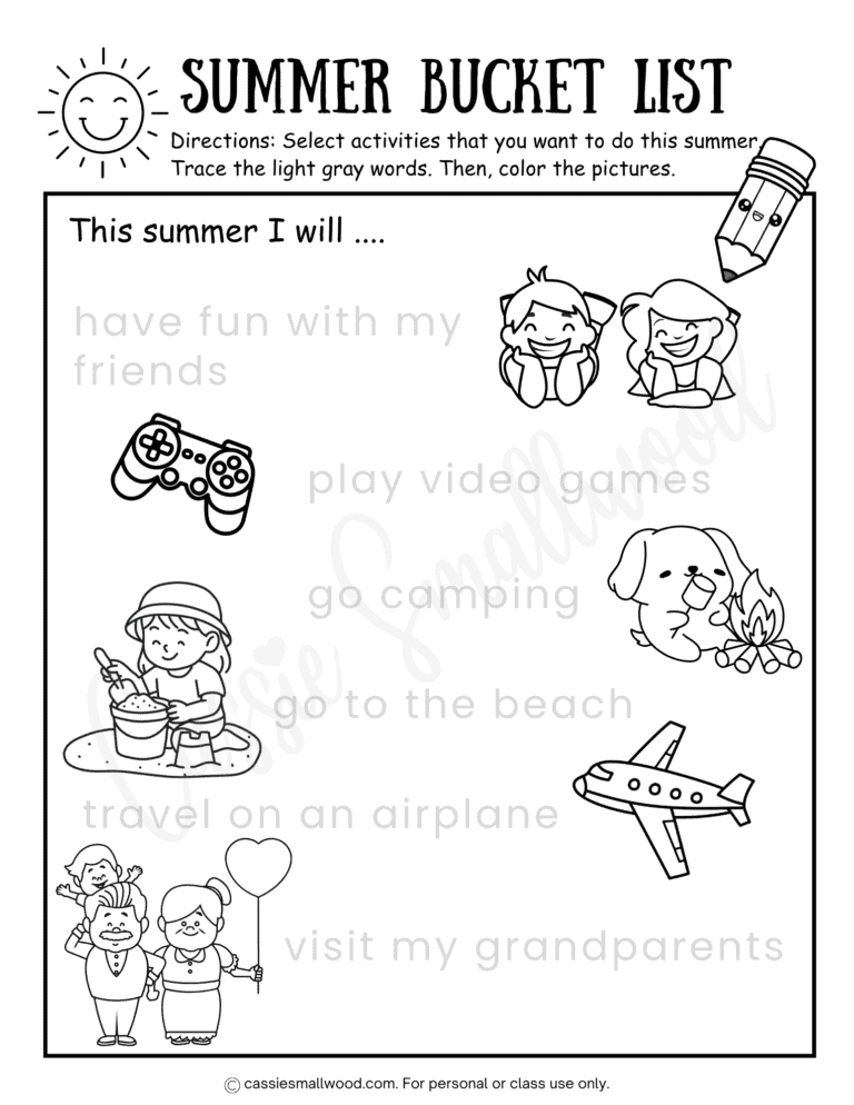 10 CUTE Summer Bucket Lists For Kids (FREE Printable) - Cassie Smallwood