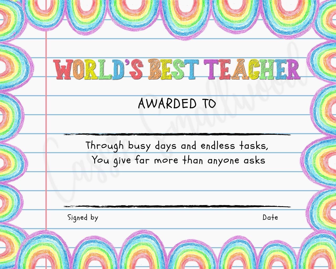 7 CUTE Teacher Appreciation Certificates (FREE Printable) - Cassie ...