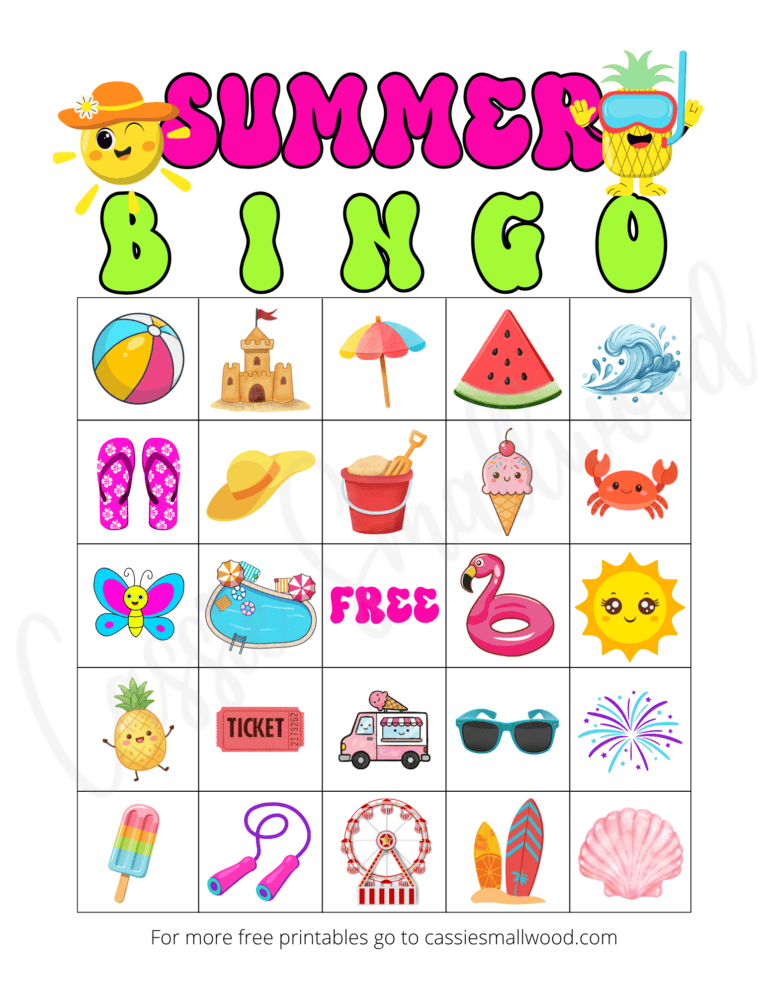 Free Summer Bingo for Kids (Fun Printable Indoor Summer Game) - Cassie ...