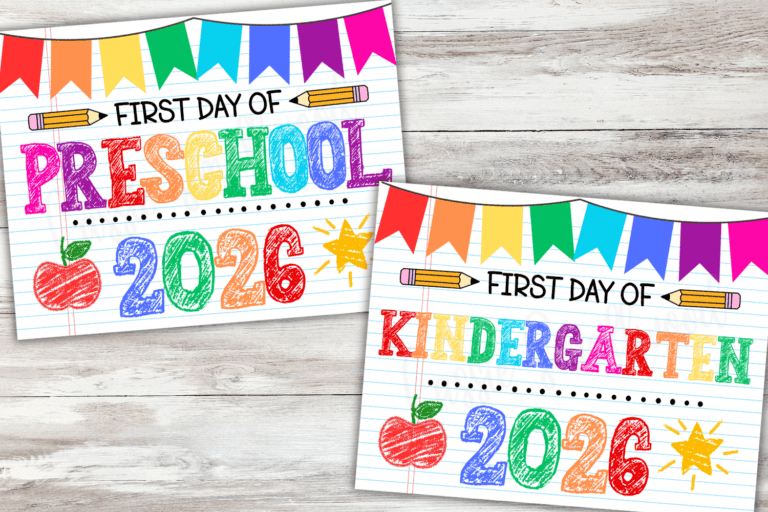 CUTE Free Printable First Day of School Signs 2026-2027 (Preschool-12th ...