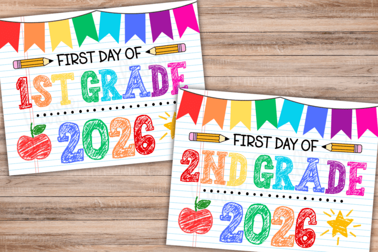 CUTE Free Printable First Day of School Signs 2026-2027 (Preschool-12th ...