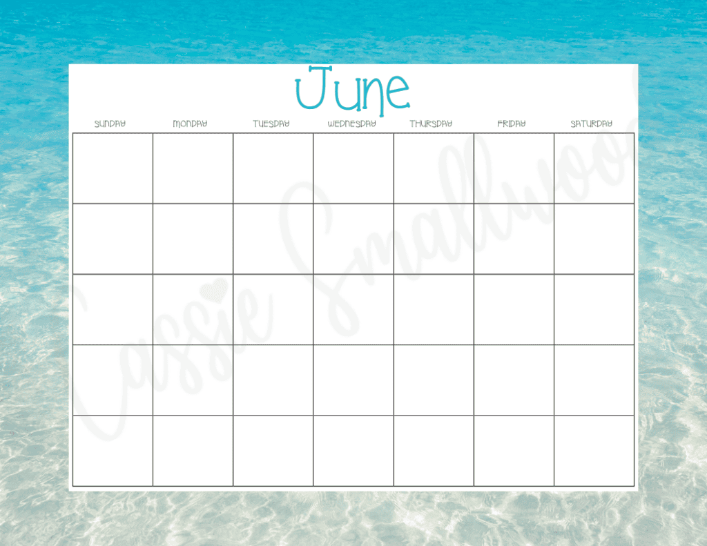 CUTE 12 Month Blank Calendar (FREE Printable) - Cassie Smallwood